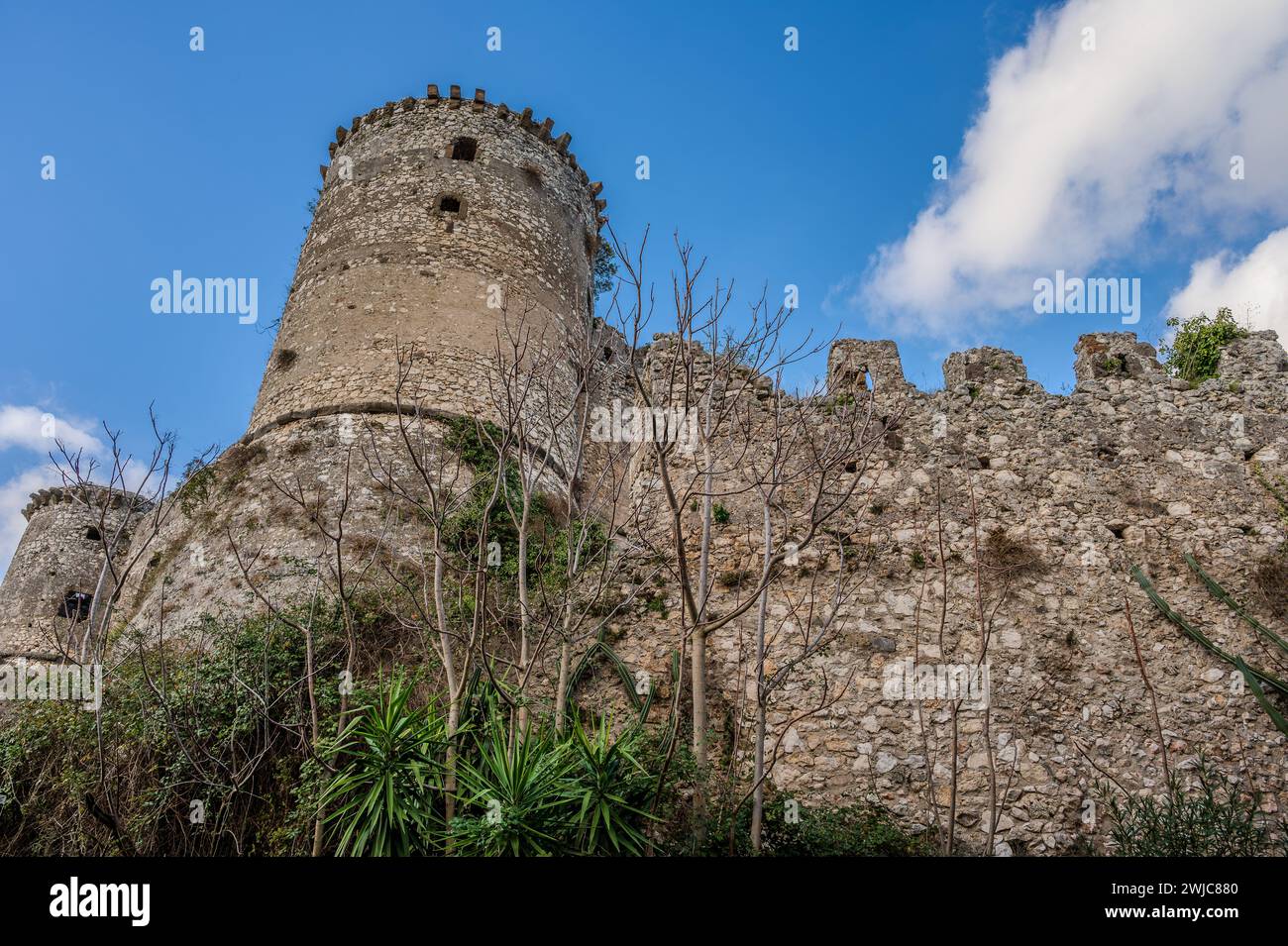 The Avalos castle of Vairano Patenora is a square-shaped building with ...