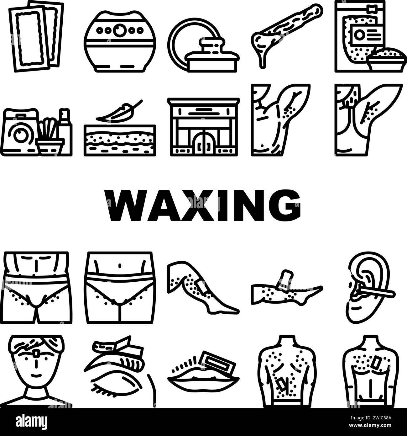 waxing wax hair body beauty icons set vector Stock Vector Image & Art - Alamy