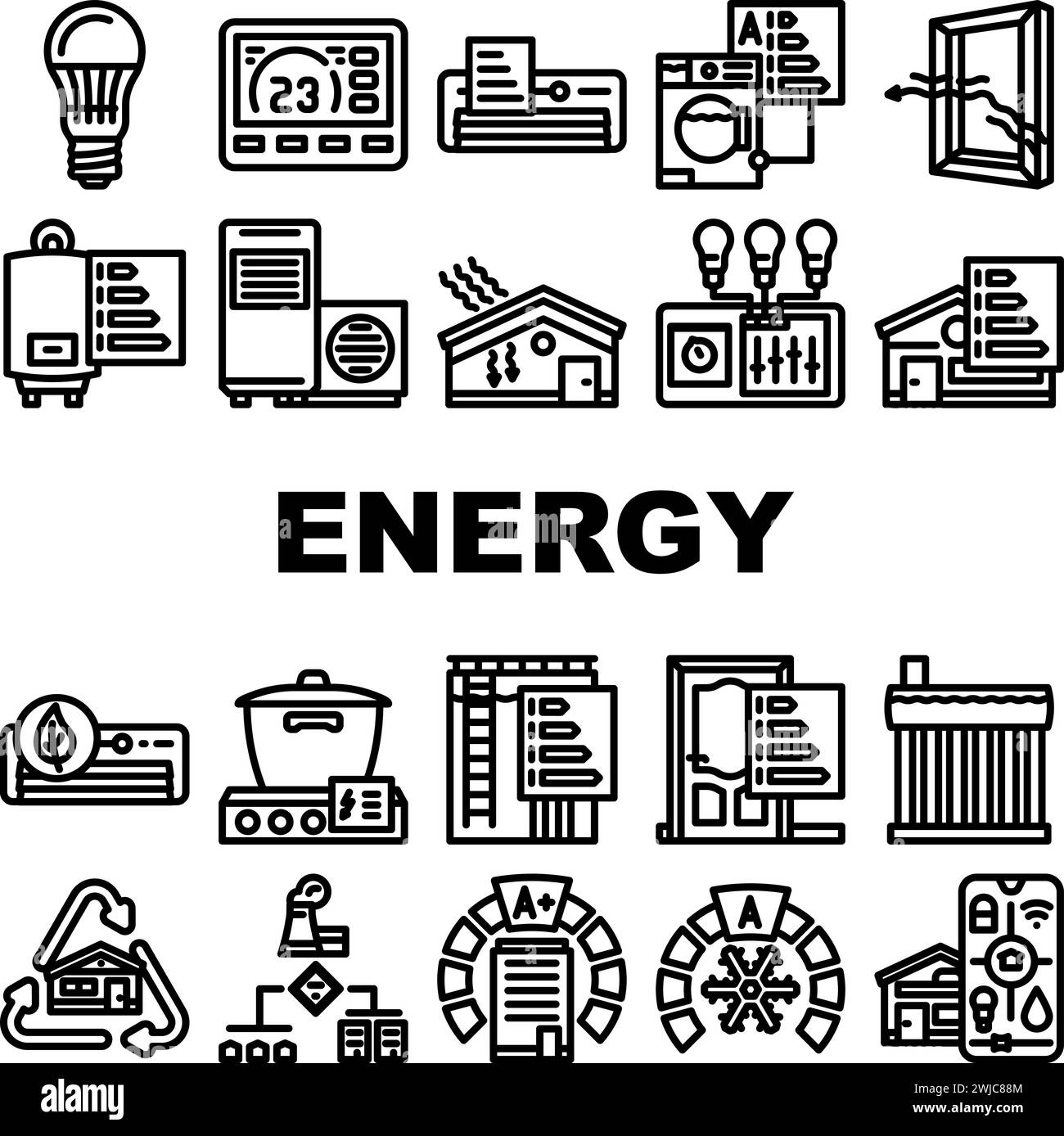 energy efficient technology home icons set vector Stock Vector Image ... energy efficient technology home icons set vector Stock Vector Image ...