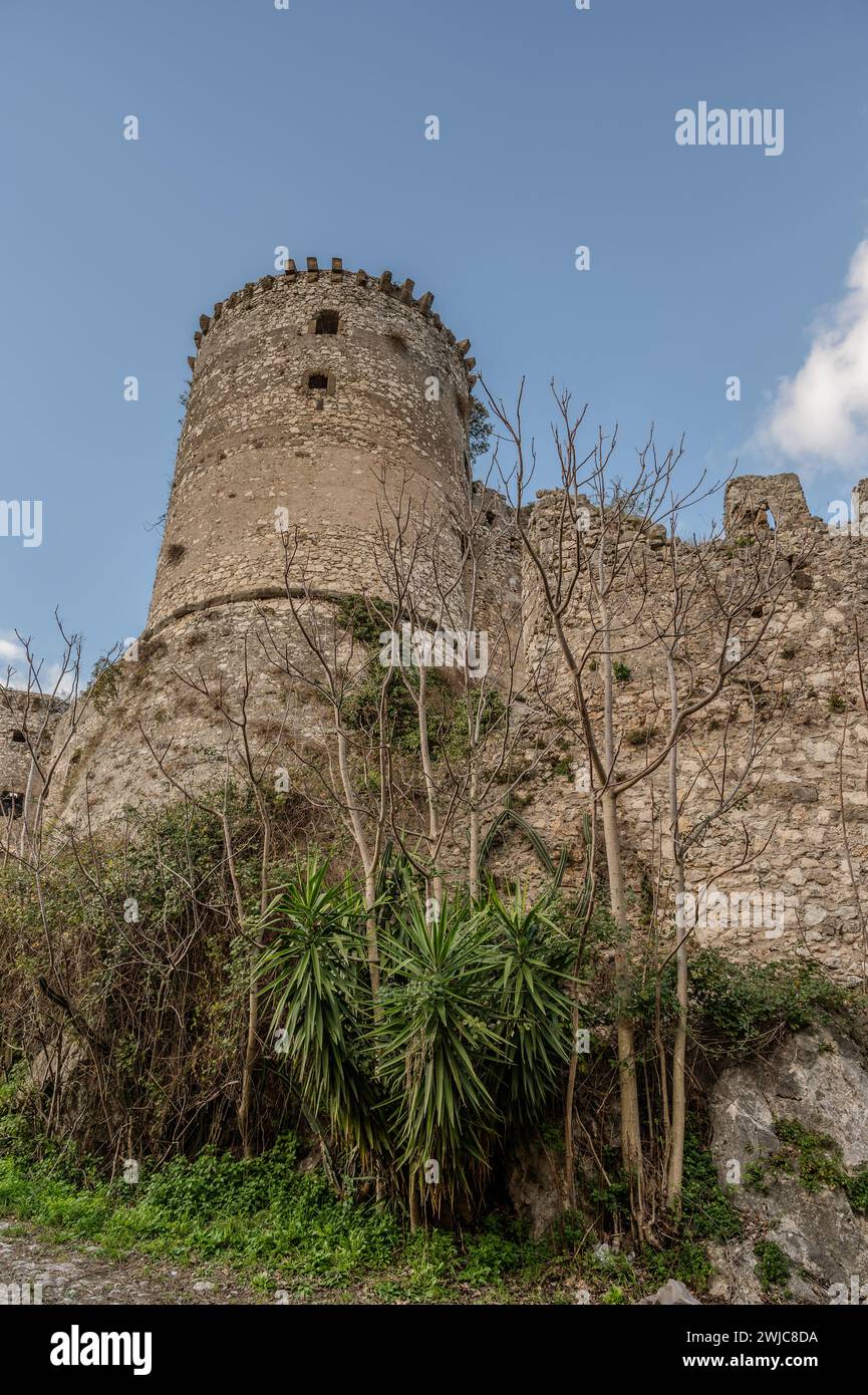 The Avalos castle of Vairano Patenora is a square-shaped building with ...