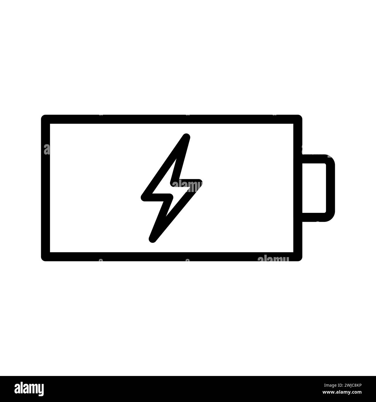 Vector black line icon battery in the process of charging isolated on ...
