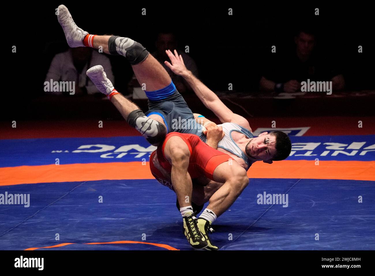 Azerbaijan's Hasrat Jafarov, bottom, competes against Individual ...