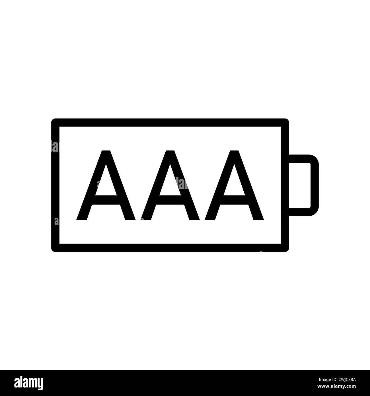 Vector black line icon AAA battery isolated on white background Stock ...