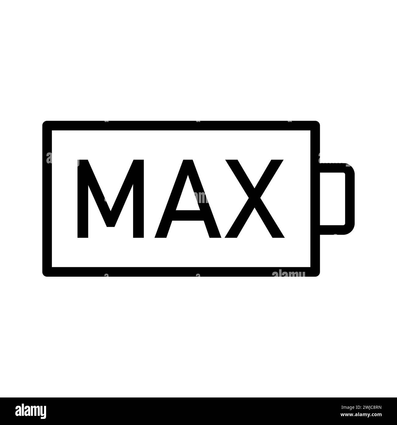 Vector black line icon maximum battery charge isolated on white ...