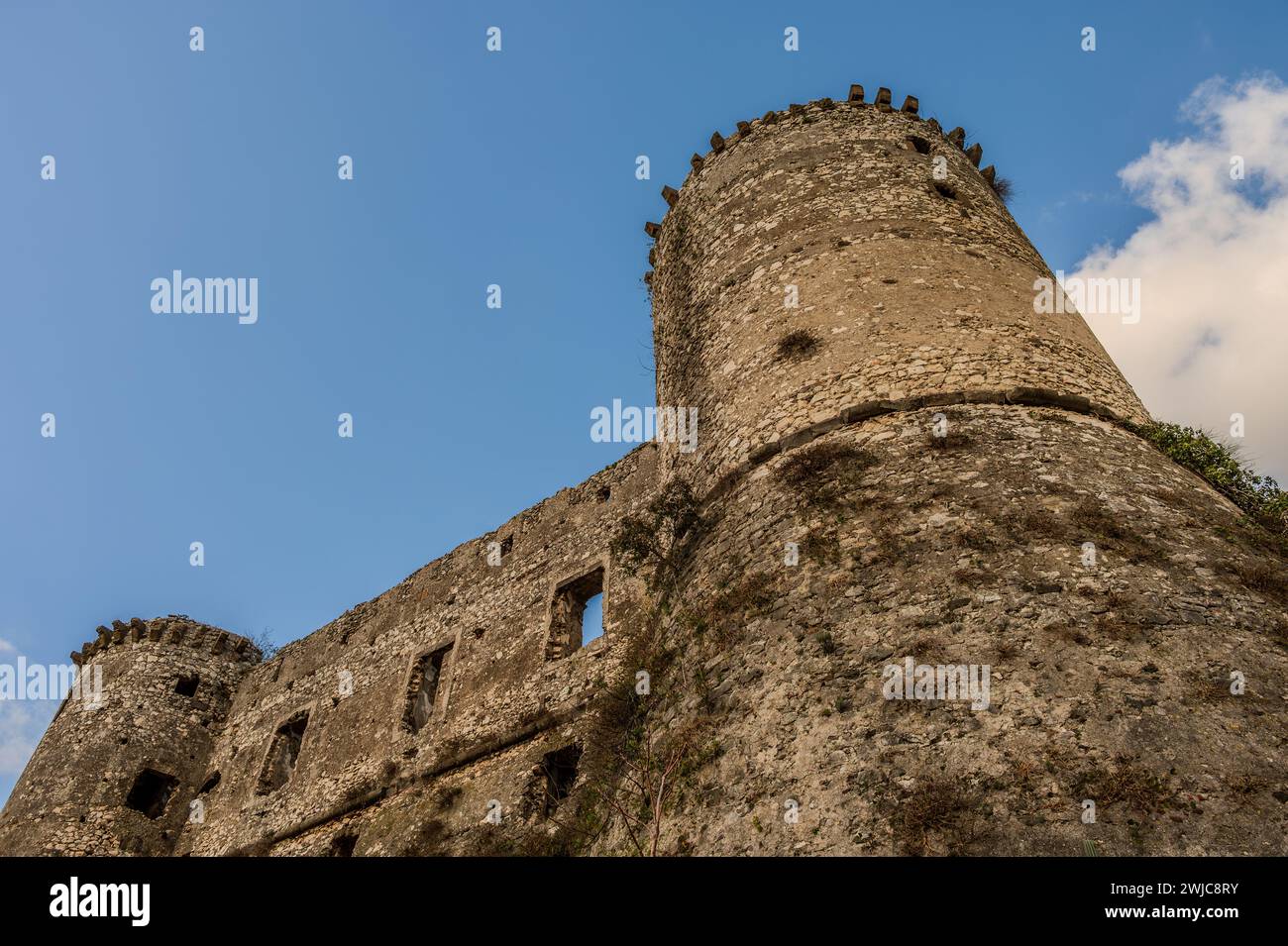 The Avalos castle of Vairano Patenora is a square-shaped building with ...
