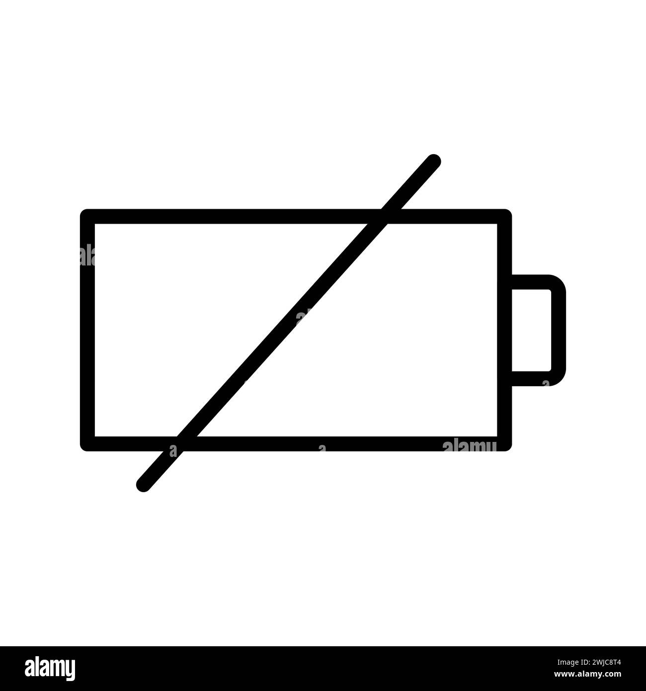 Vector black line icon battery does not work isolated on white ... Vector black line icon battery does not work isolated on white ...