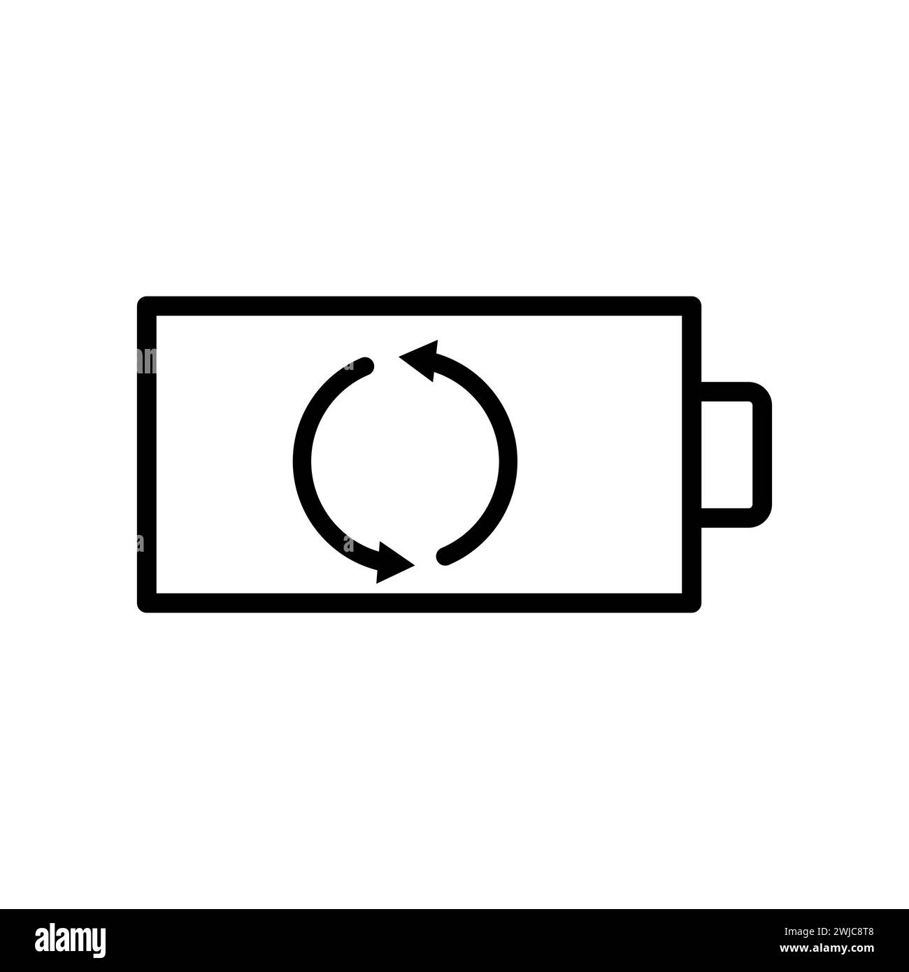 Vector black line icon battery recovery isolated on white background ...