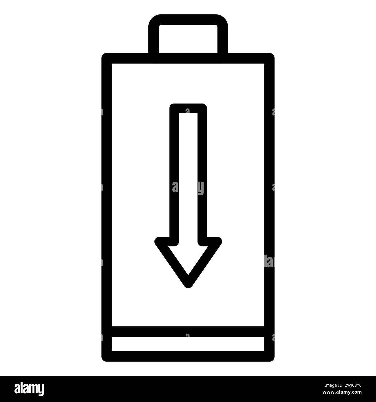Vector black line icon low battery isolated on white background Stock ...