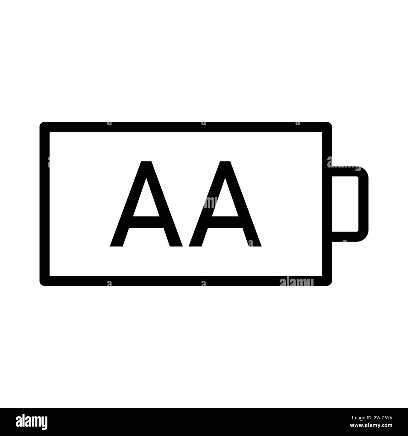 Vector black line icon AA battery isolated on white background Stock ...