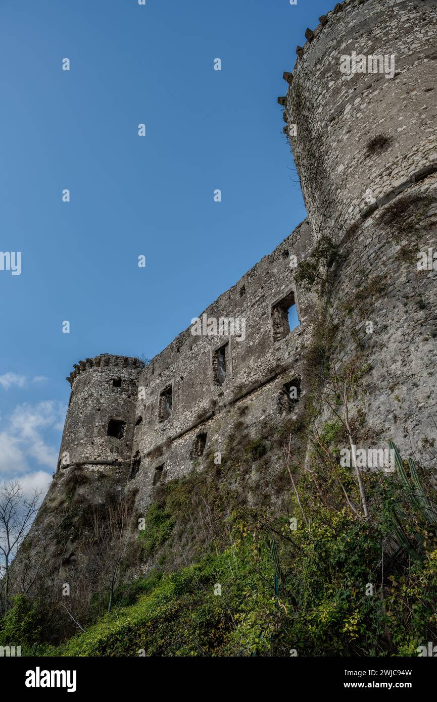 The Avalos castle of Vairano Patenora is a square-shaped building with ...