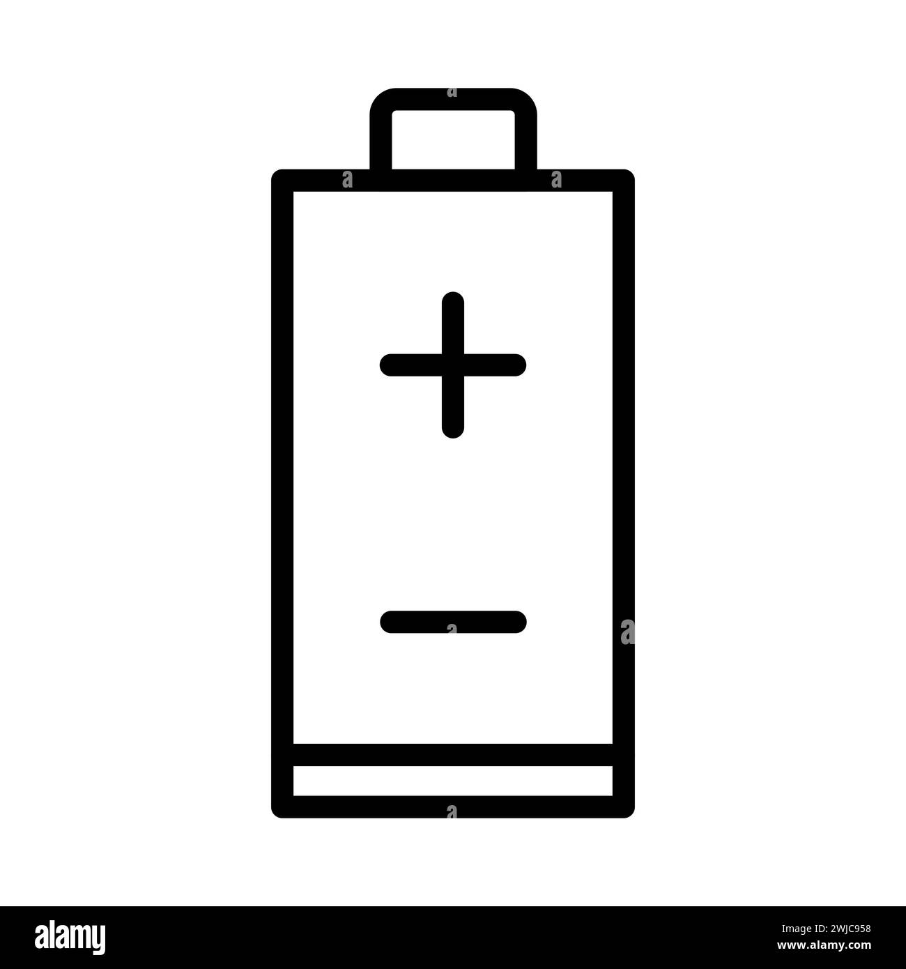 Vector black line icon rechargeable battery isolated on white ...