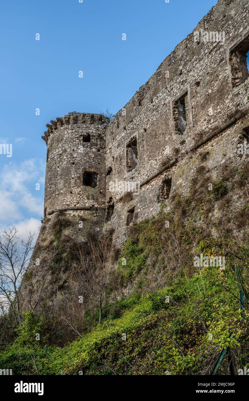 The Avalos castle of Vairano Patenora is a square-shaped building with ...