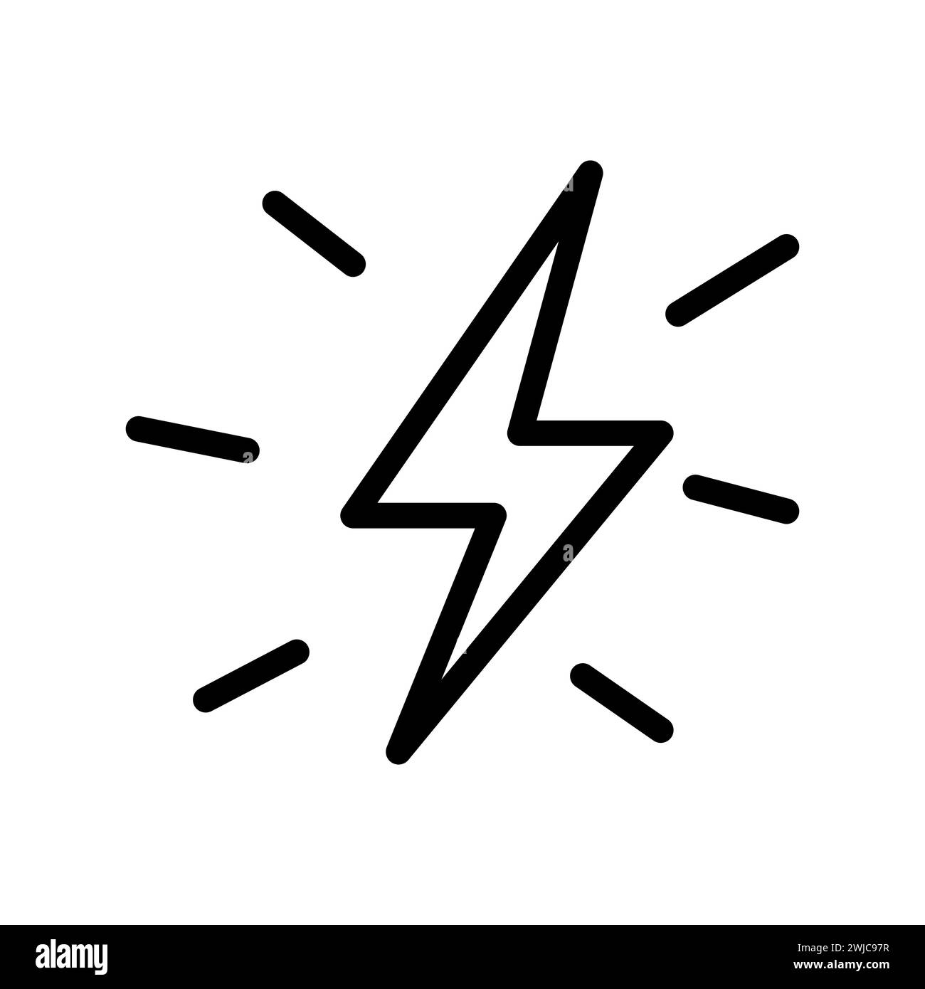 Vector black line icon voltage symbol isolated on white background ...