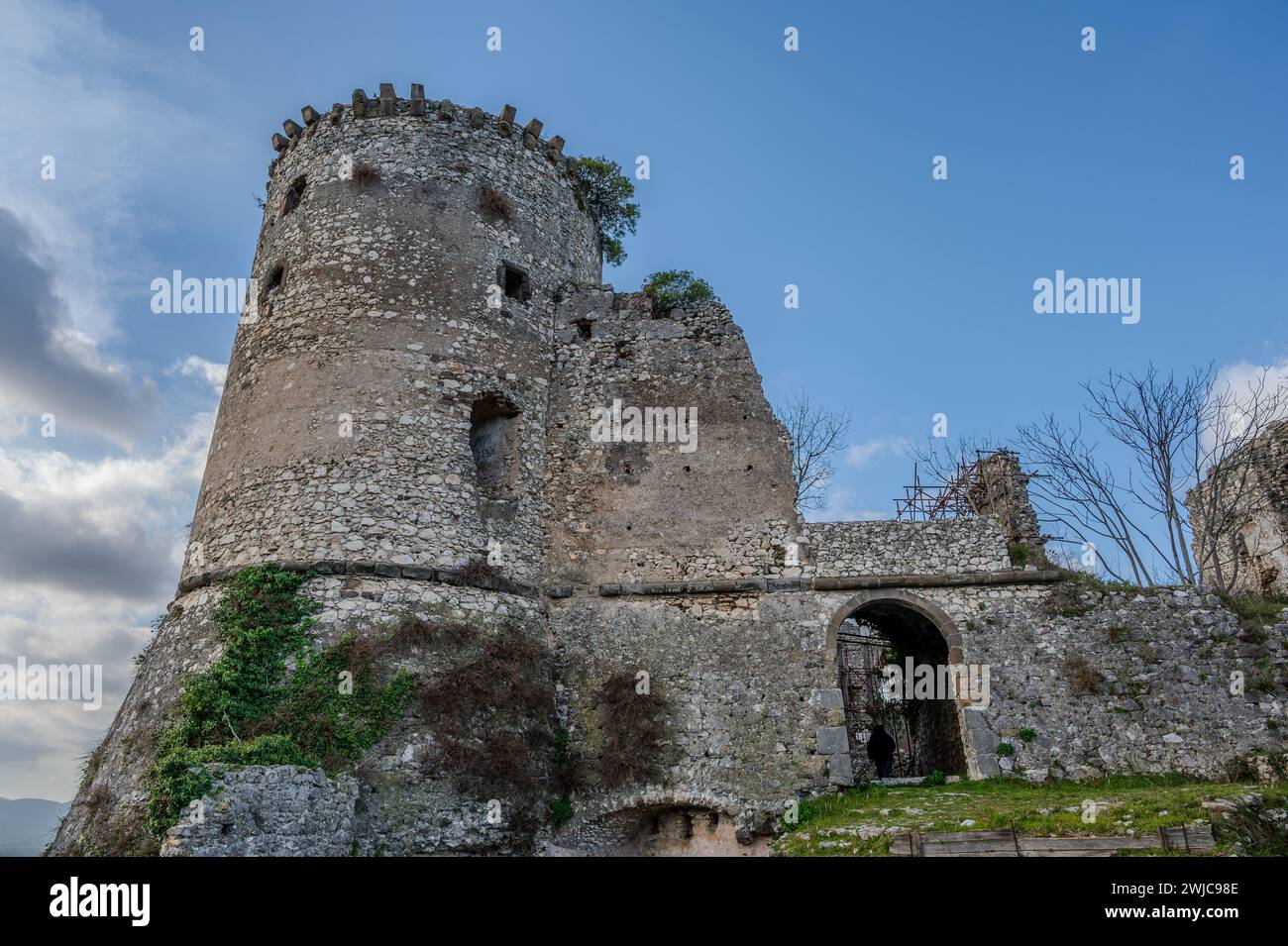 The Avalos castle of Vairano Patenora is a square-shaped building with ...