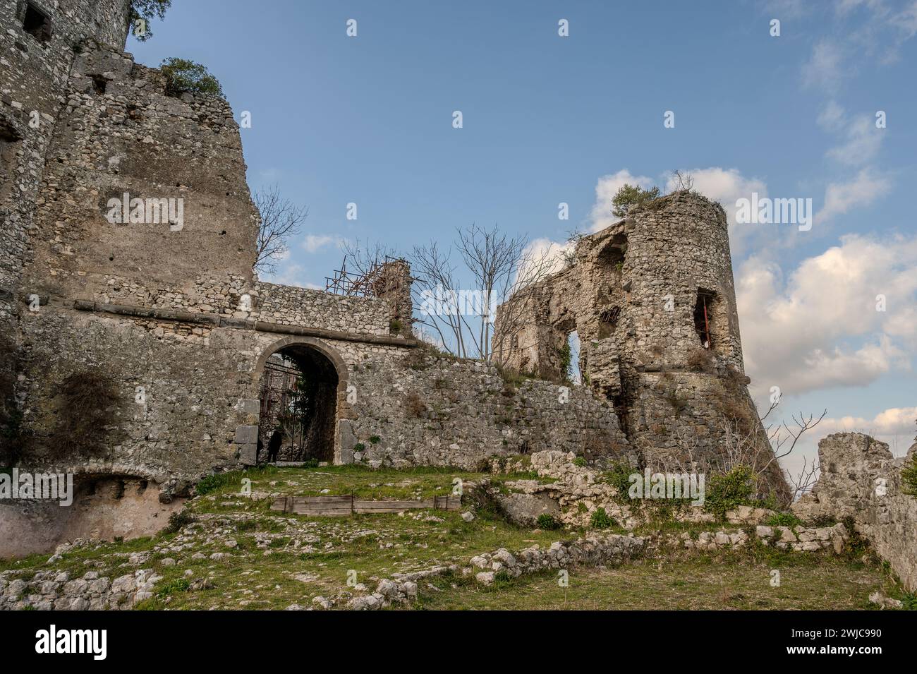 The Avalos castle of Vairano Patenora is a square-shaped building with ...