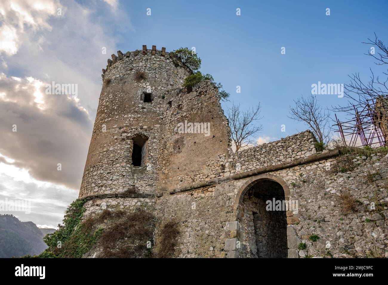 The Avalos castle of Vairano Patenora is a square-shaped building with ...