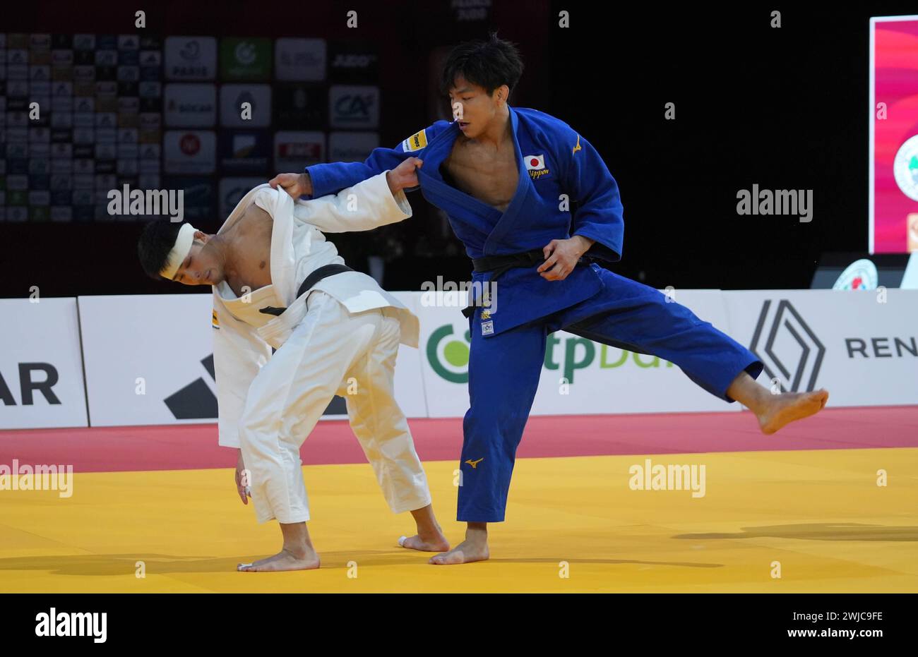 TAKEOKA TAKESHI OF JAPAN AND MARUYAMA JOSHIRO OF JAPAN during the Paris Grand Slam 2024, IJF ...