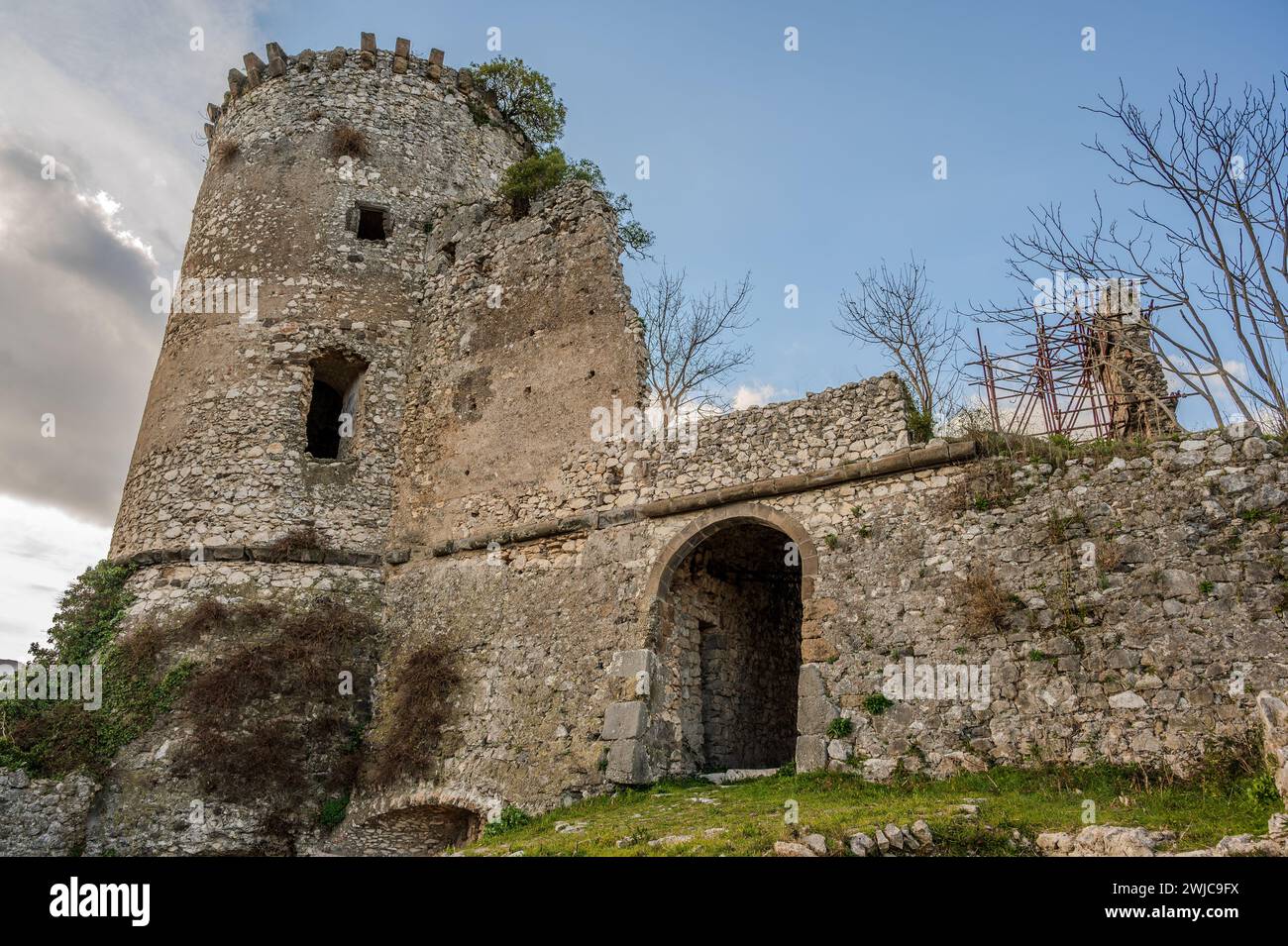 The Avalos castle of Vairano Patenora is a square-shaped building with ...