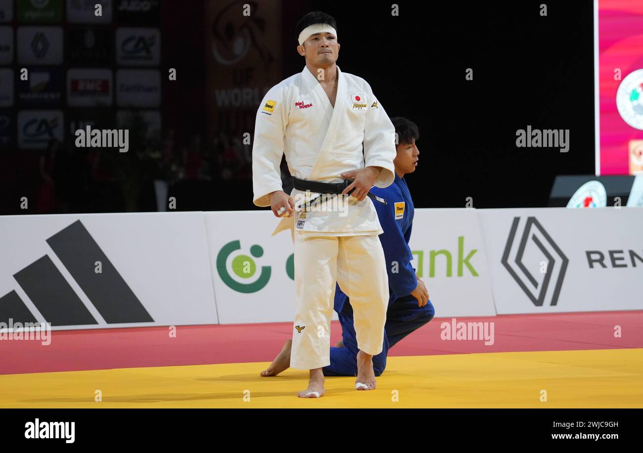 TAKEOKA TAKESHI OF JAPAN AND MARUYAMA JOSHIRO OF JAPAN during the Paris Grand Slam 2024, IJF ...
