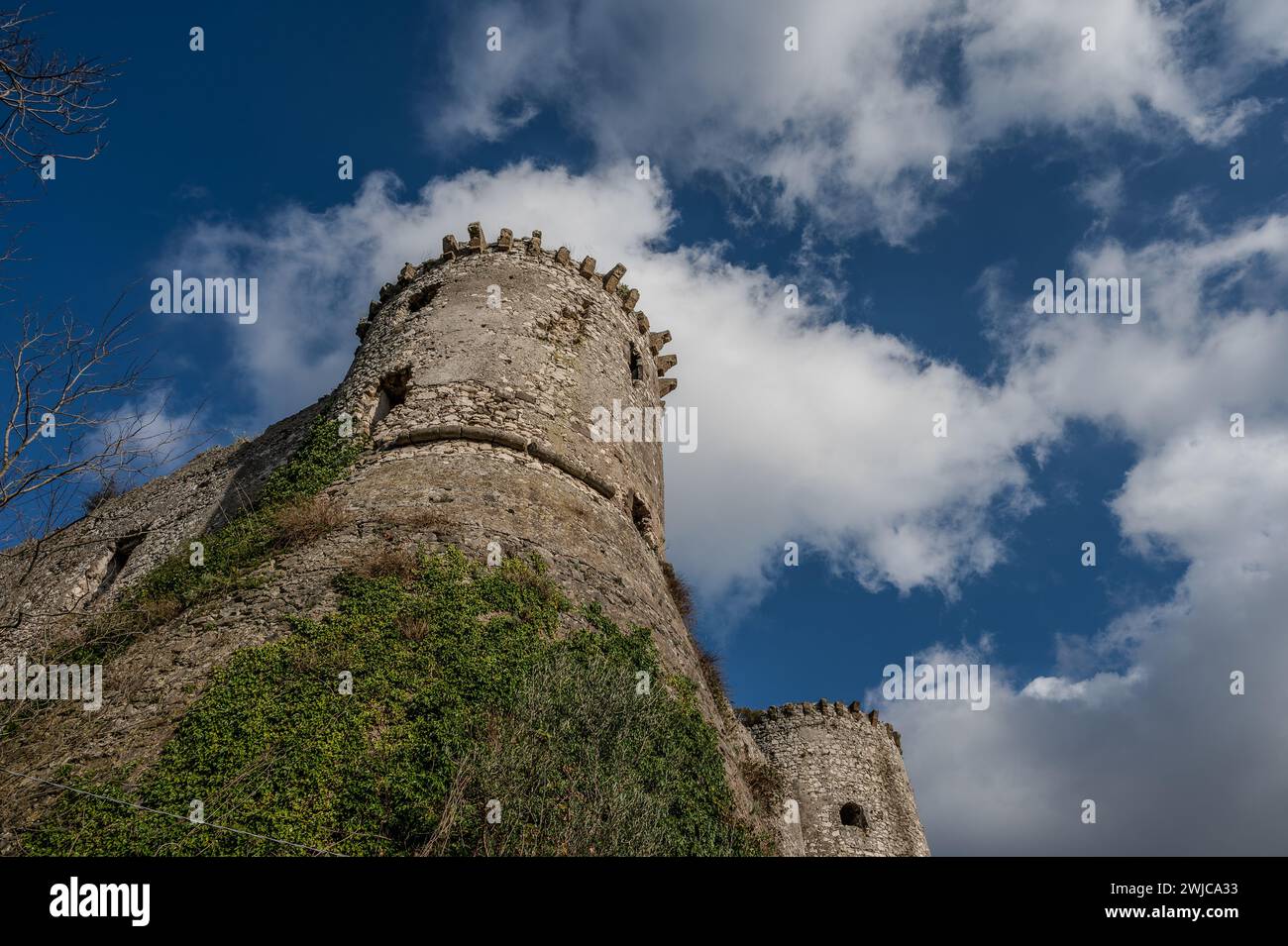 The Avalos castle of Vairano Patenora is a square-shaped building with ...