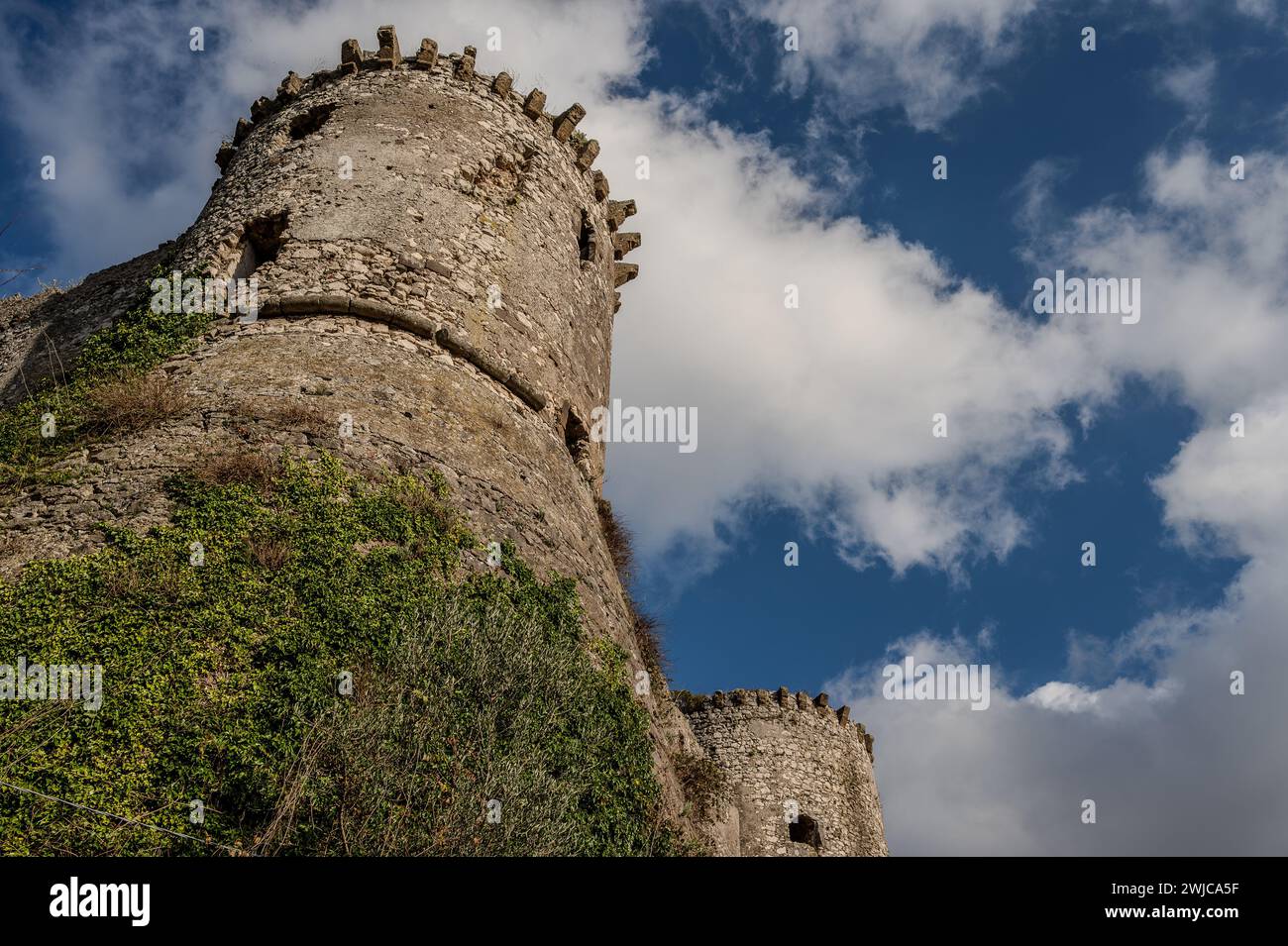 The Avalos castle of Vairano Patenora is a square-shaped building with ...