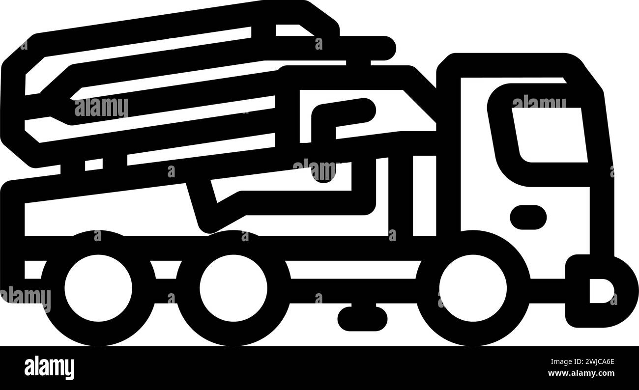 concrete pump construction vehicle line icon vector illustration Stock ...
