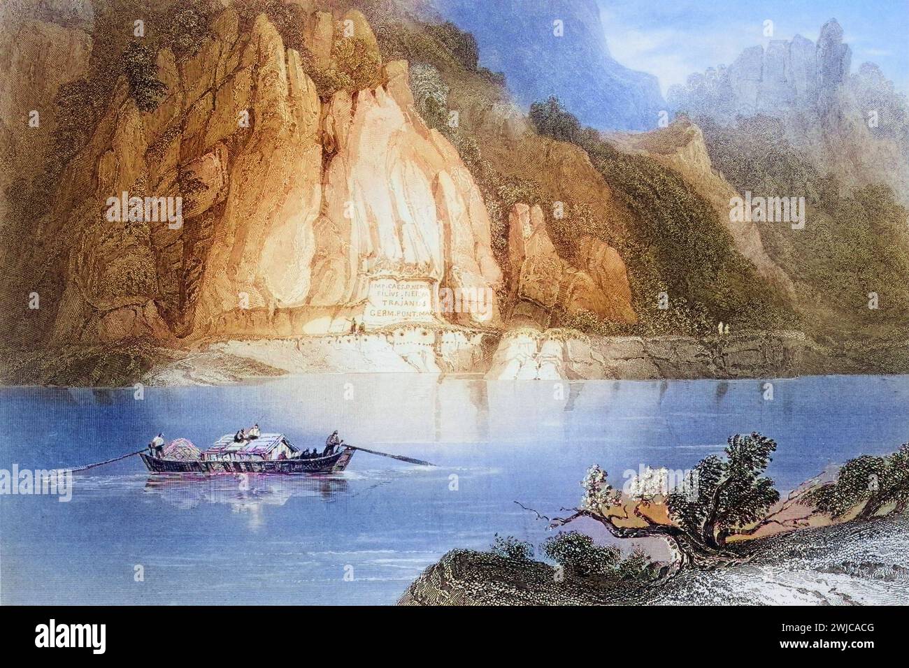 Inschrift an der Via Trajana, Kasaner Pass, Ungarn. La Table de Trajan ...