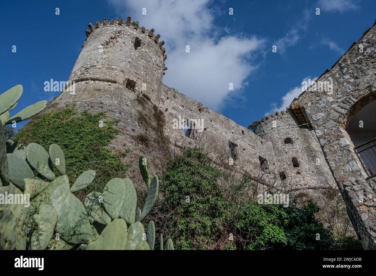 The Avalos castle of Vairano Patenora is a square-shaped building with ...
