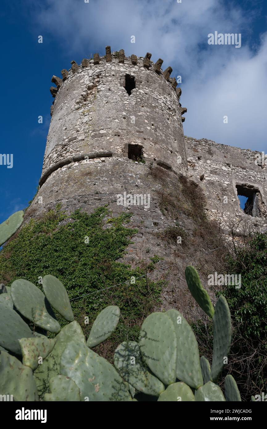 The Avalos castle of Vairano Patenora is a square-shaped building with ...