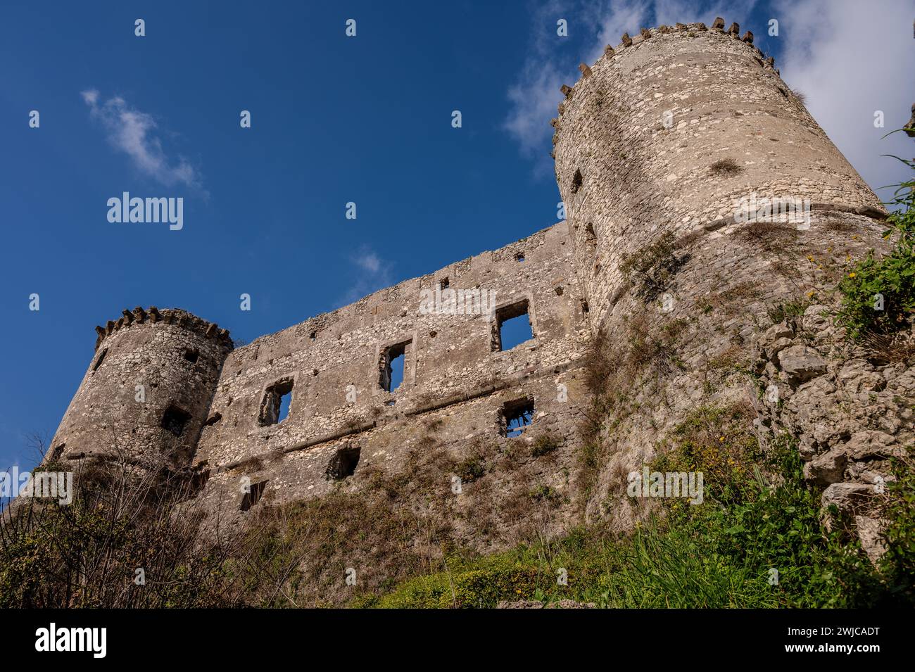 The Avalos castle of Vairano Patenora is a square-shaped building with ...