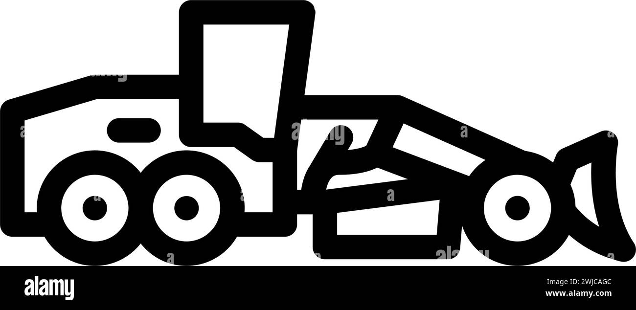 grader machine construction vehicle line icon vector illustration Stock ...