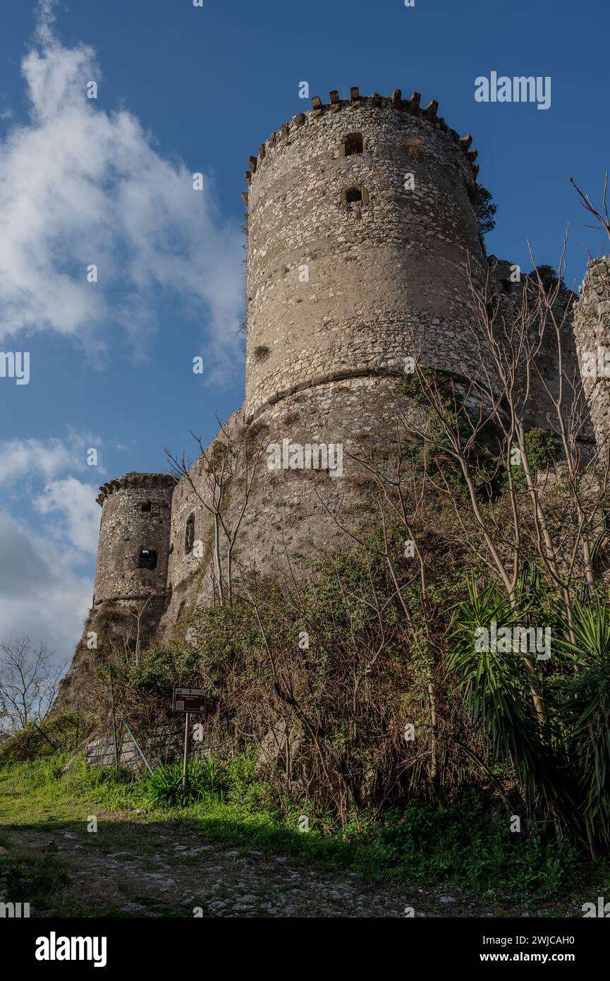 The Avalos castle of Vairano Patenora is a square-shaped building with ...