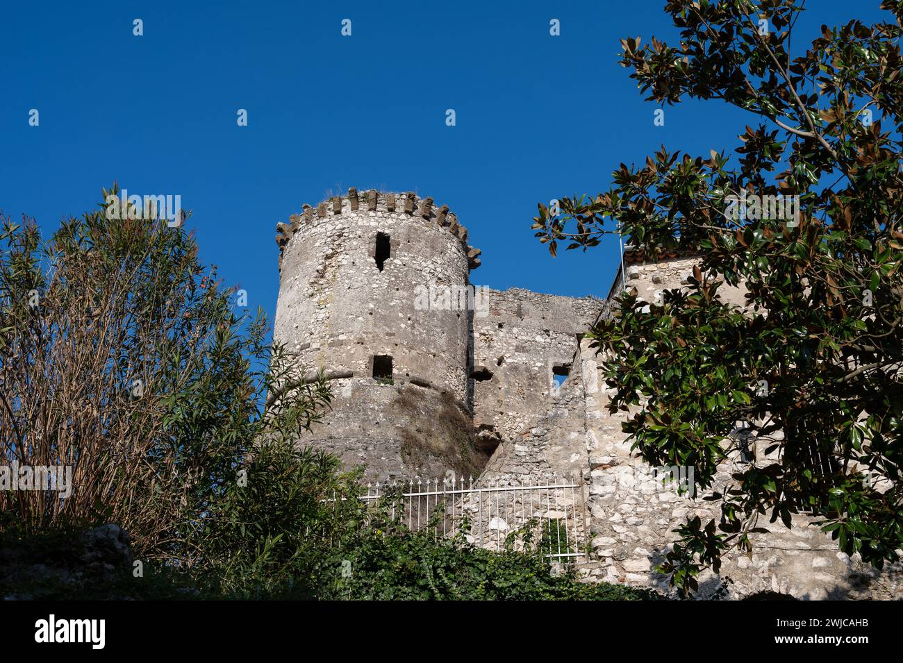 The Avalos castle of Vairano Patenora is a square-shaped building with ...