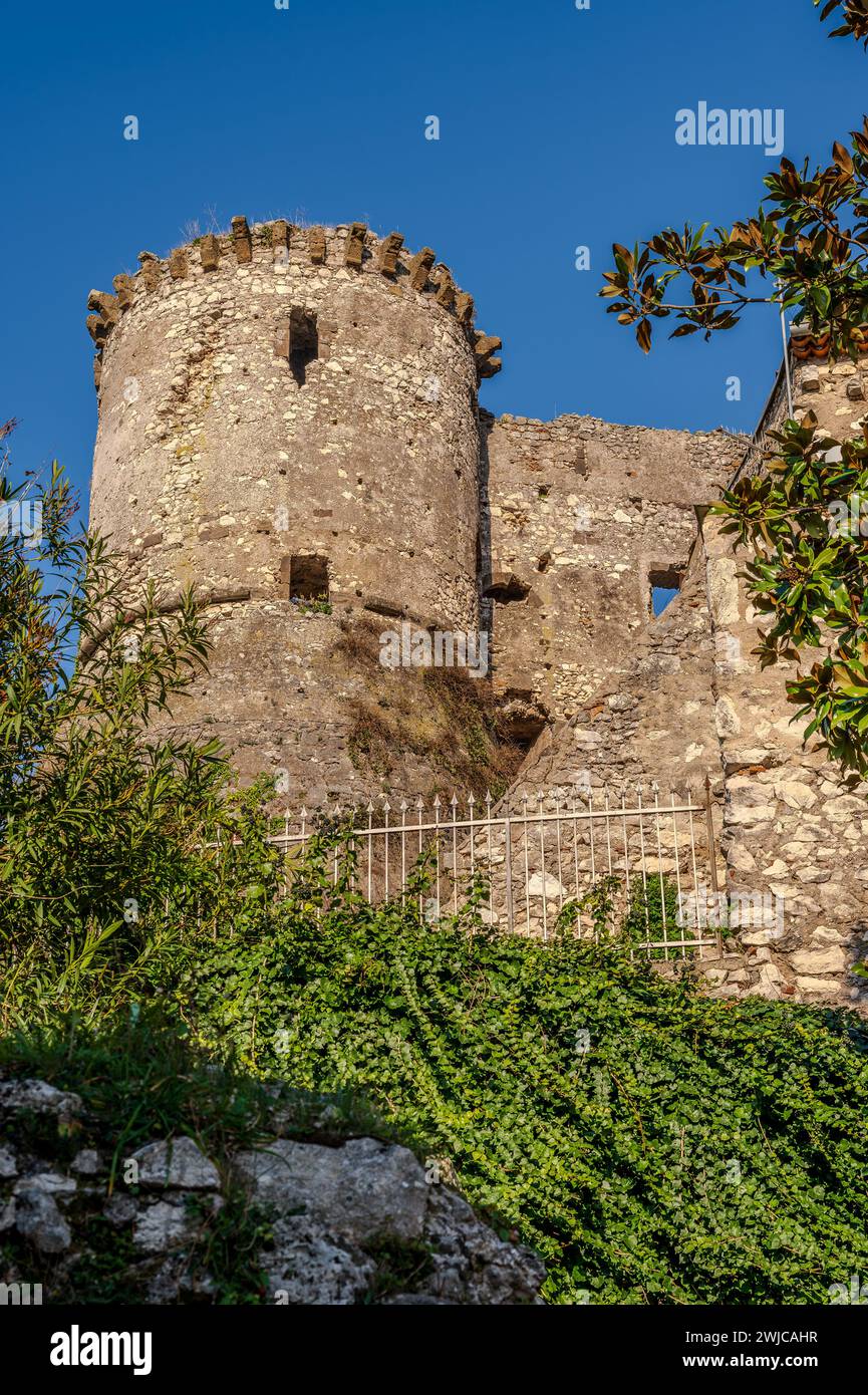 The Avalos castle of Vairano Patenora is a square-shaped building with ...