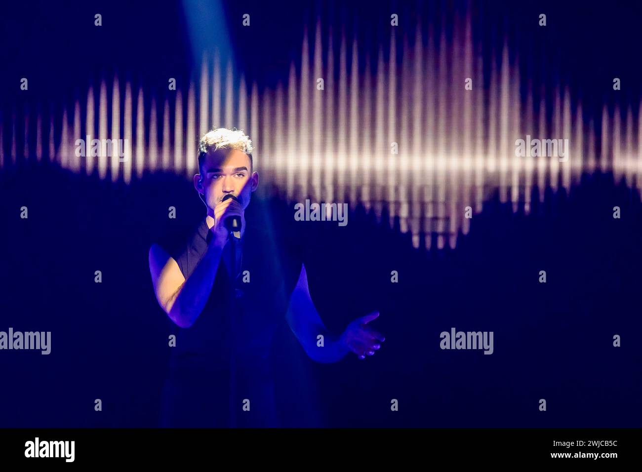 14 February 2024, Berlin: Ryk performs "Oh Boy" at the rehearsal for ...