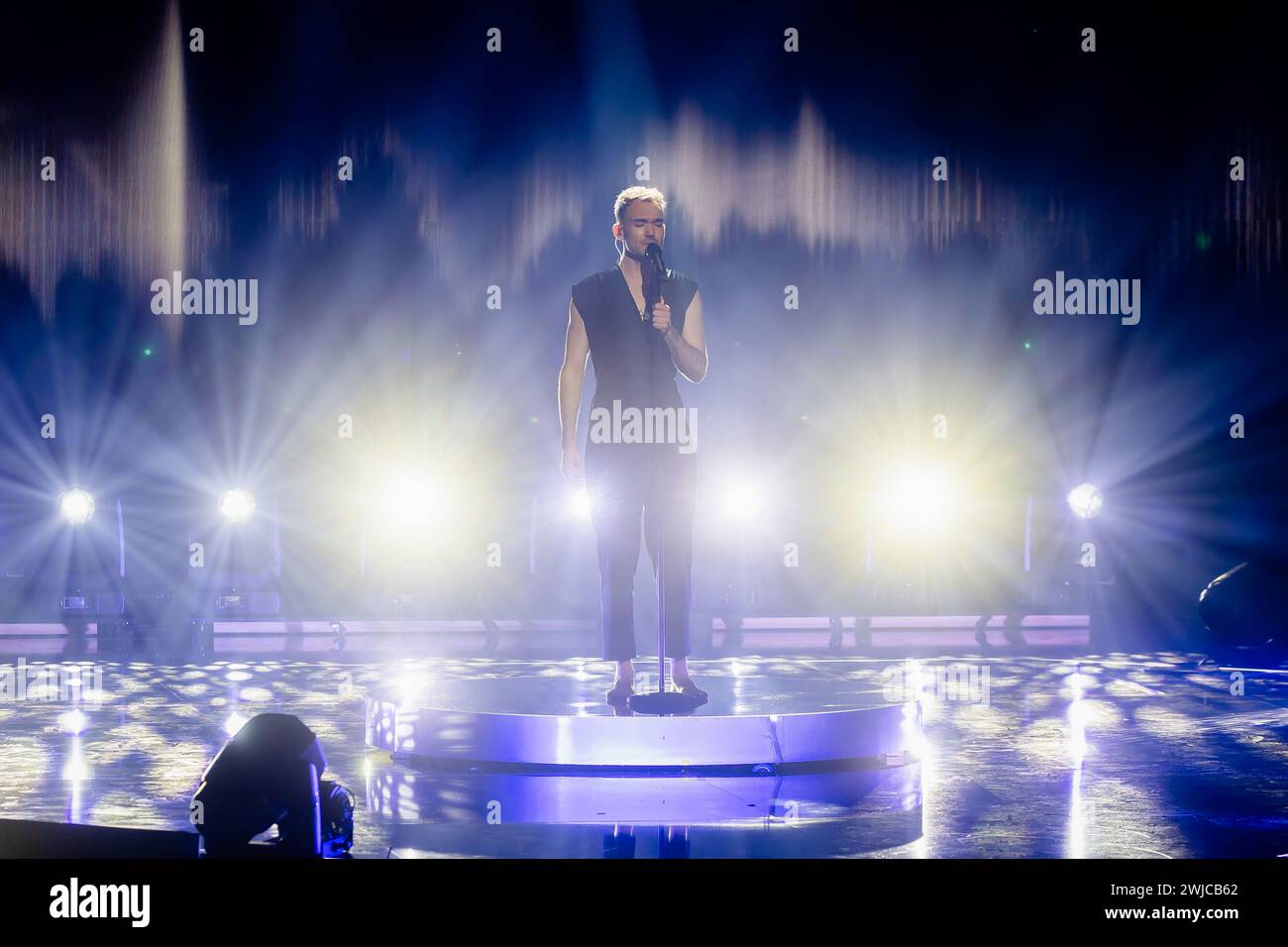 14 February 2024, Berlin: Ryk performs "Oh Boy" at the rehearsal for ...