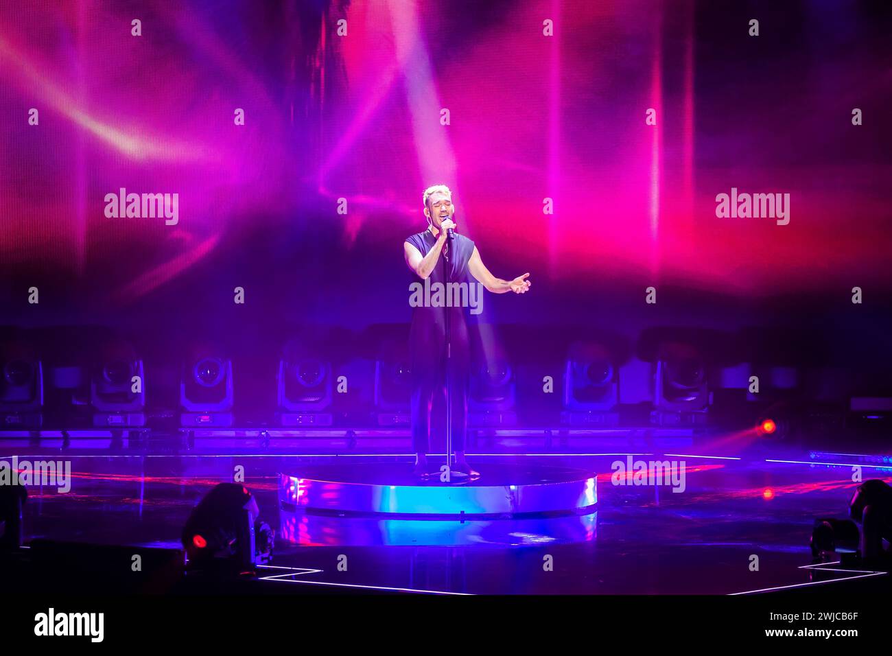 14 February 2024, Berlin: Ryk performs "Oh Boy" at the rehearsal for ...