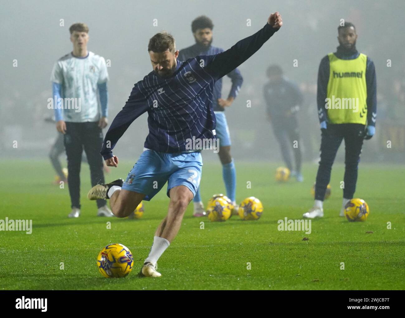 Coventry City's Matthew Godden warming up ahead of the Sky Bet ...