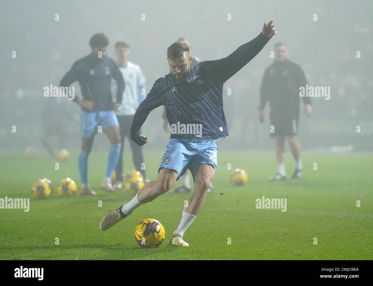 Coventry City's Matthew Godden warming up ahead of the Sky Bet ...