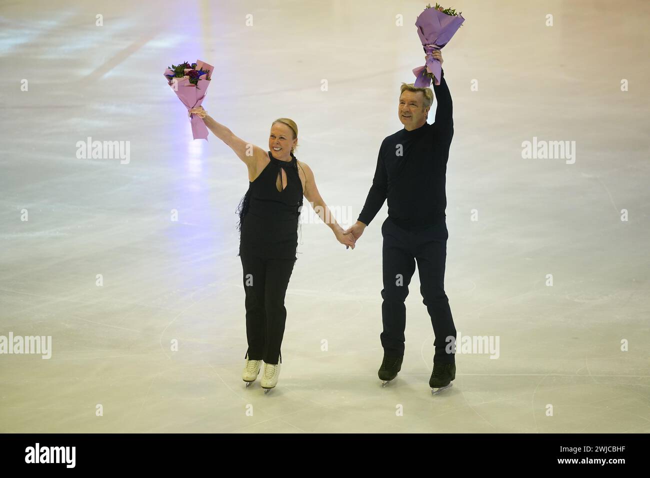 Ice skaters Jayne Torvill and Christopher Dean, after their performance ...