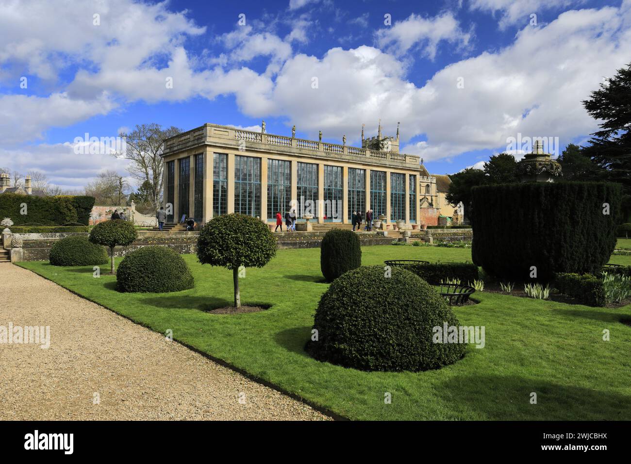 View over Belton House and gardens; Belton village; Lincolnshire ...