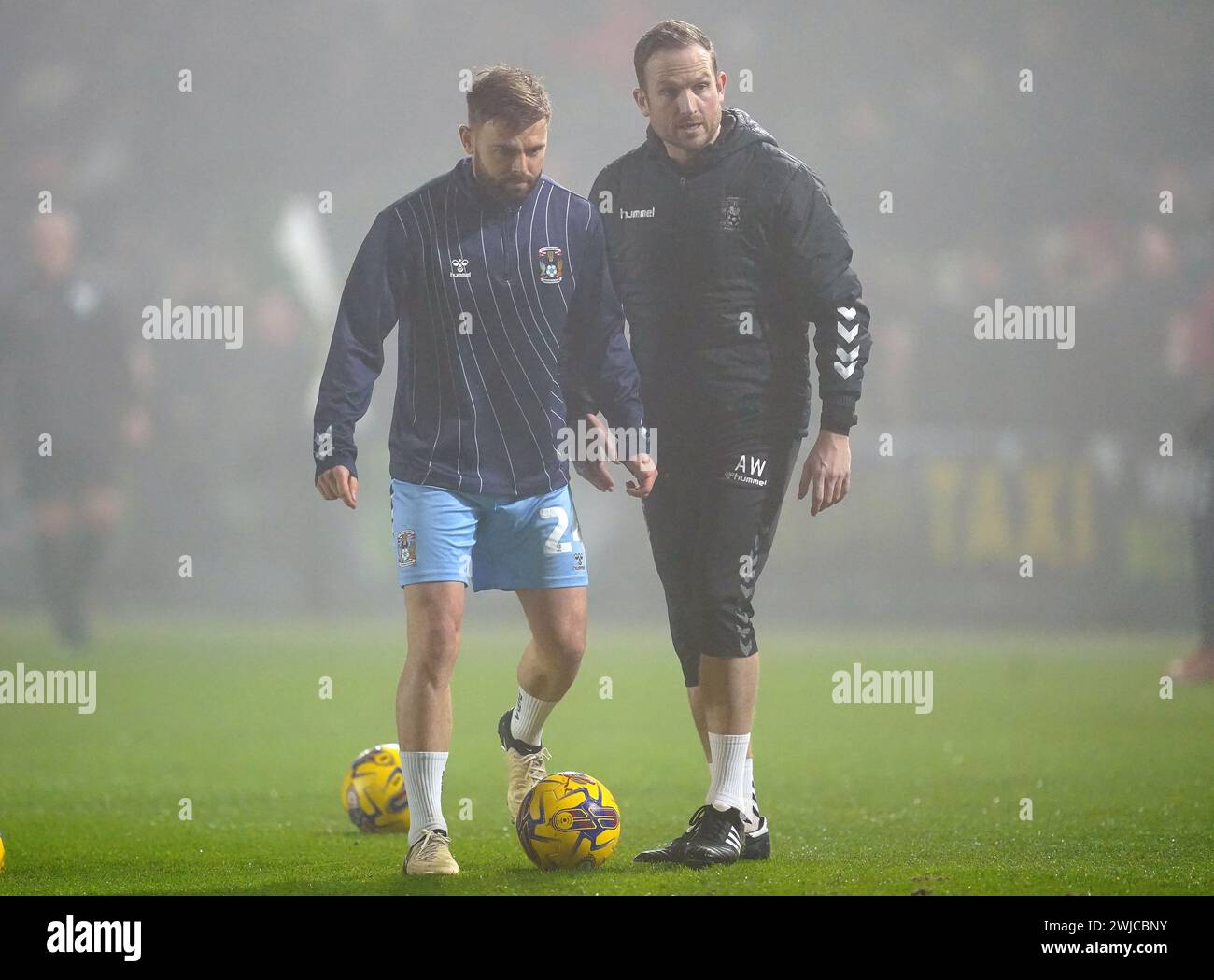 Coventry City's Matthew Godden warming up ahead of the Sky Bet ...