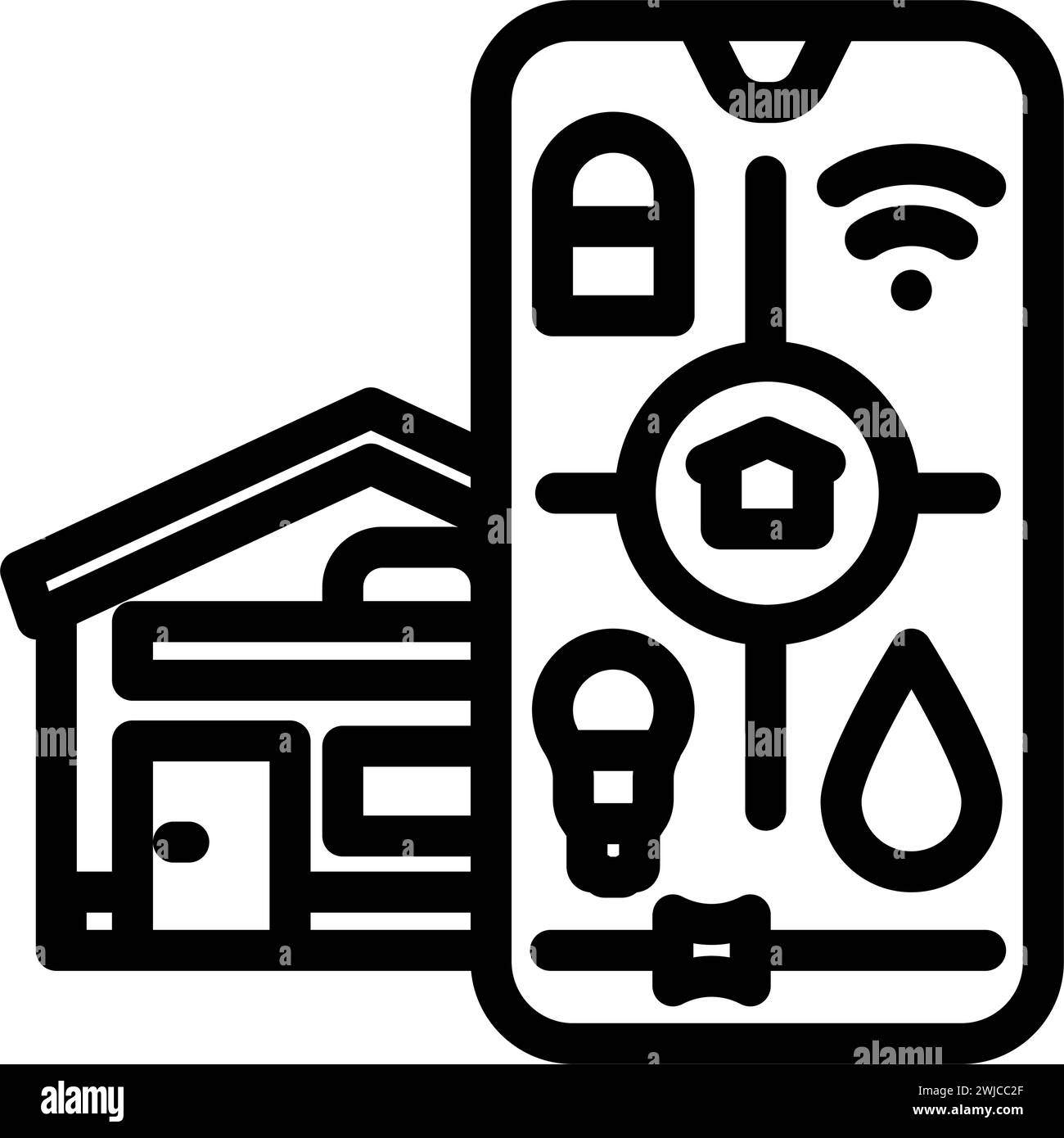 Home Automation Efficient Line Icon Vector Illustration Stock Vector