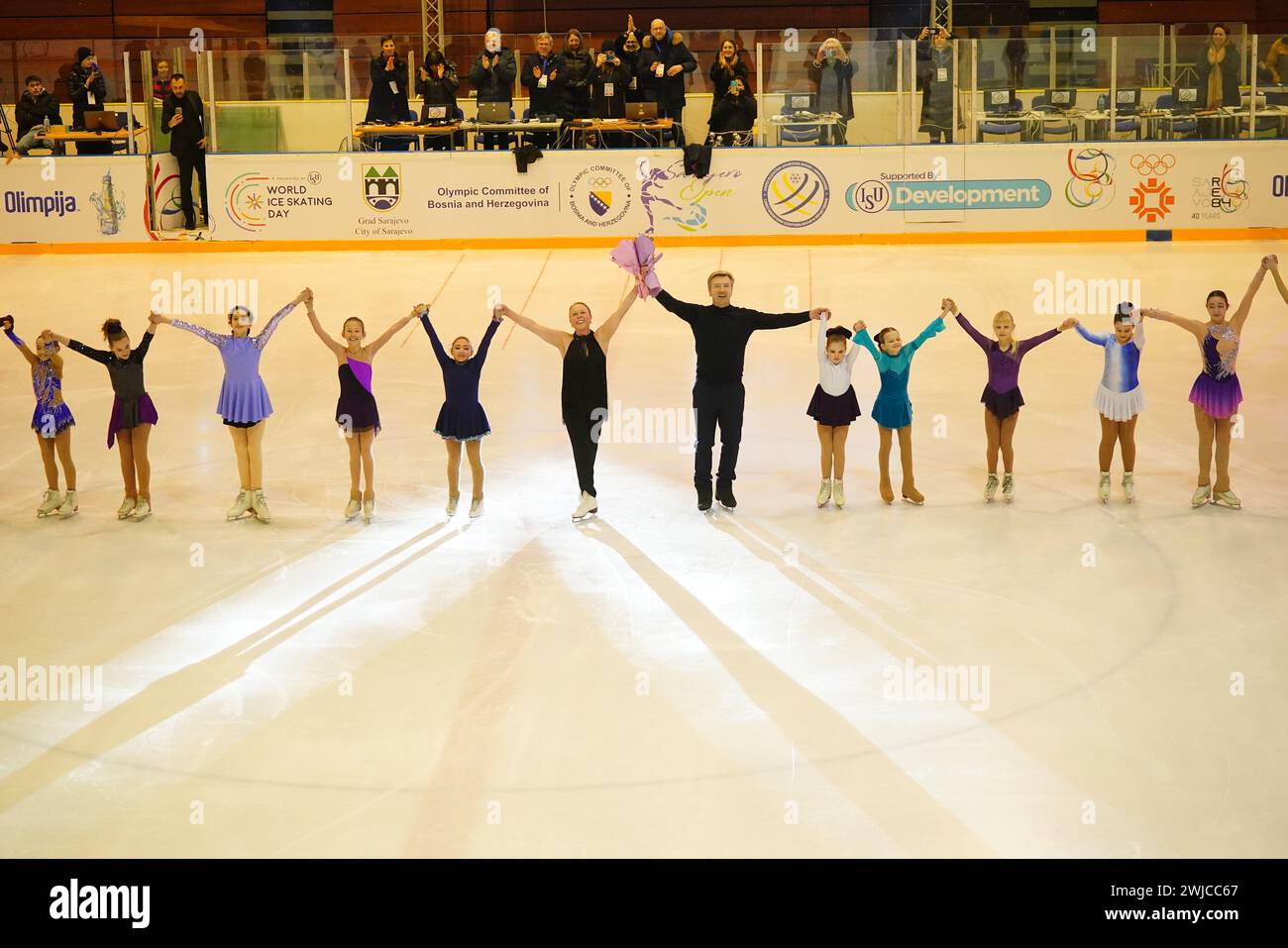 Ice skaters Jayne Torvill and Christopher Dean, after their performance ...