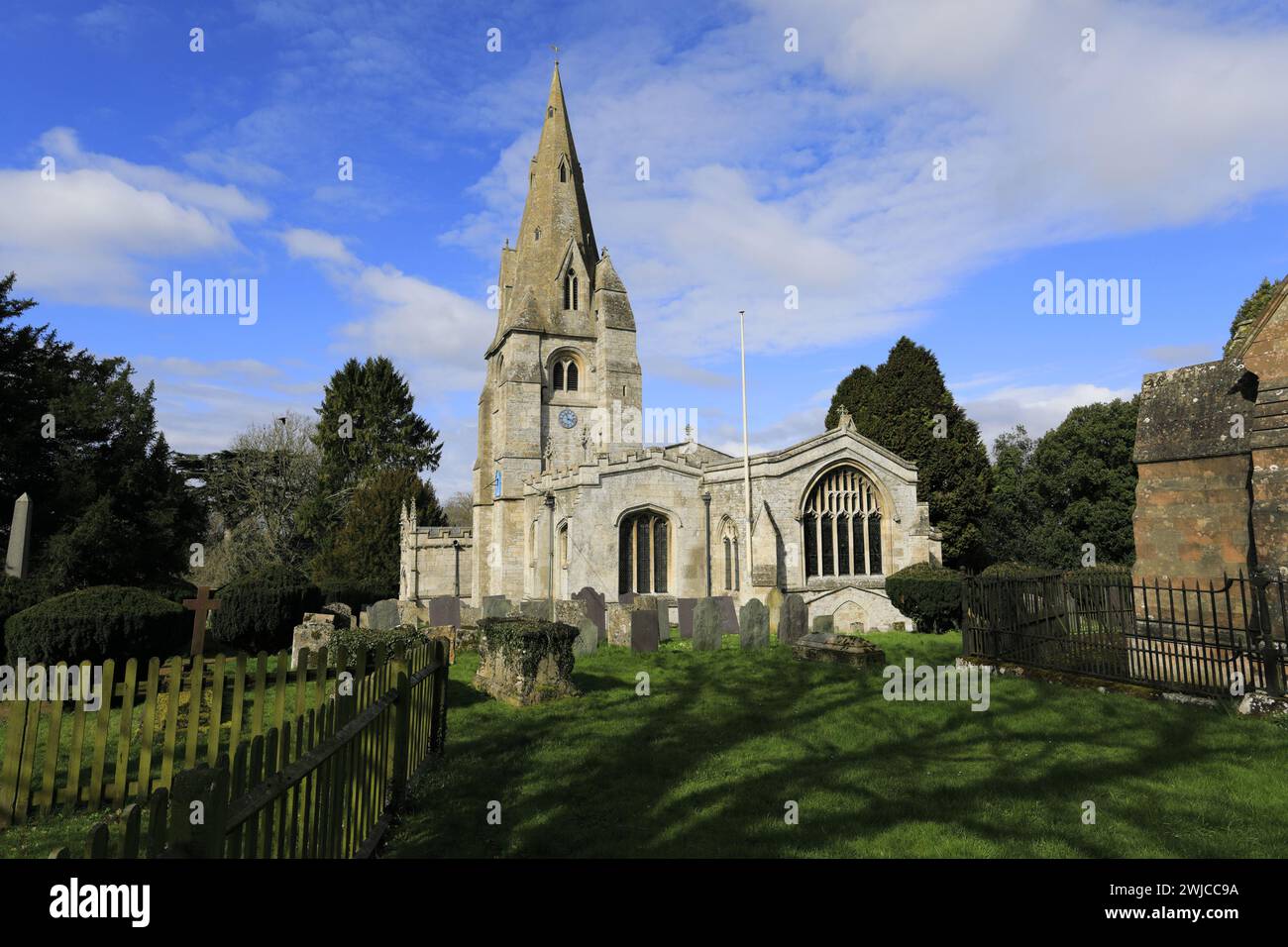 Spring Daffodils, St Johns church, Buckminster village; Leicestershire ...