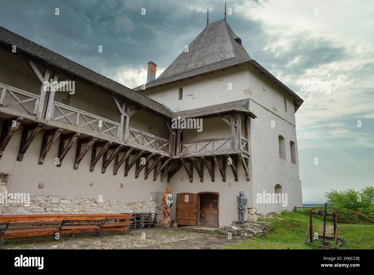 Medieval Halych Castle under stormy sky. Ivano-Frankivsk region ...