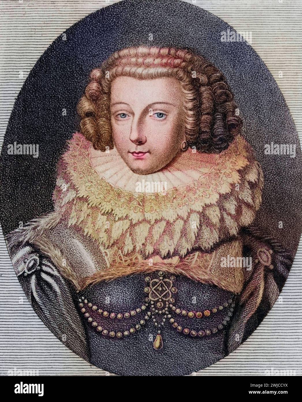 Christine Madame Royale Madame Chretienne 1606 1663 Daughter Of Henry Iv Photo Etching From