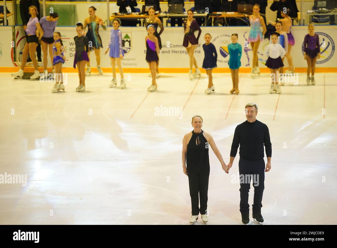 Ice skaters Jayne Torvill and Christopher Dean, after their performance ...