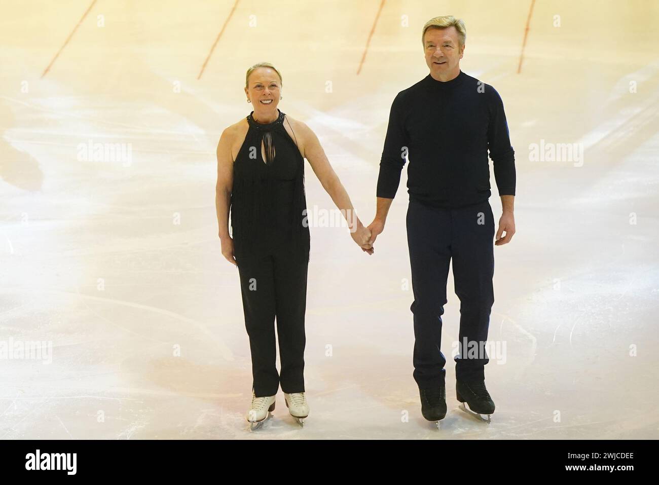 Ice skaters Jayne Torvill and Christopher Dean, after their performance ...