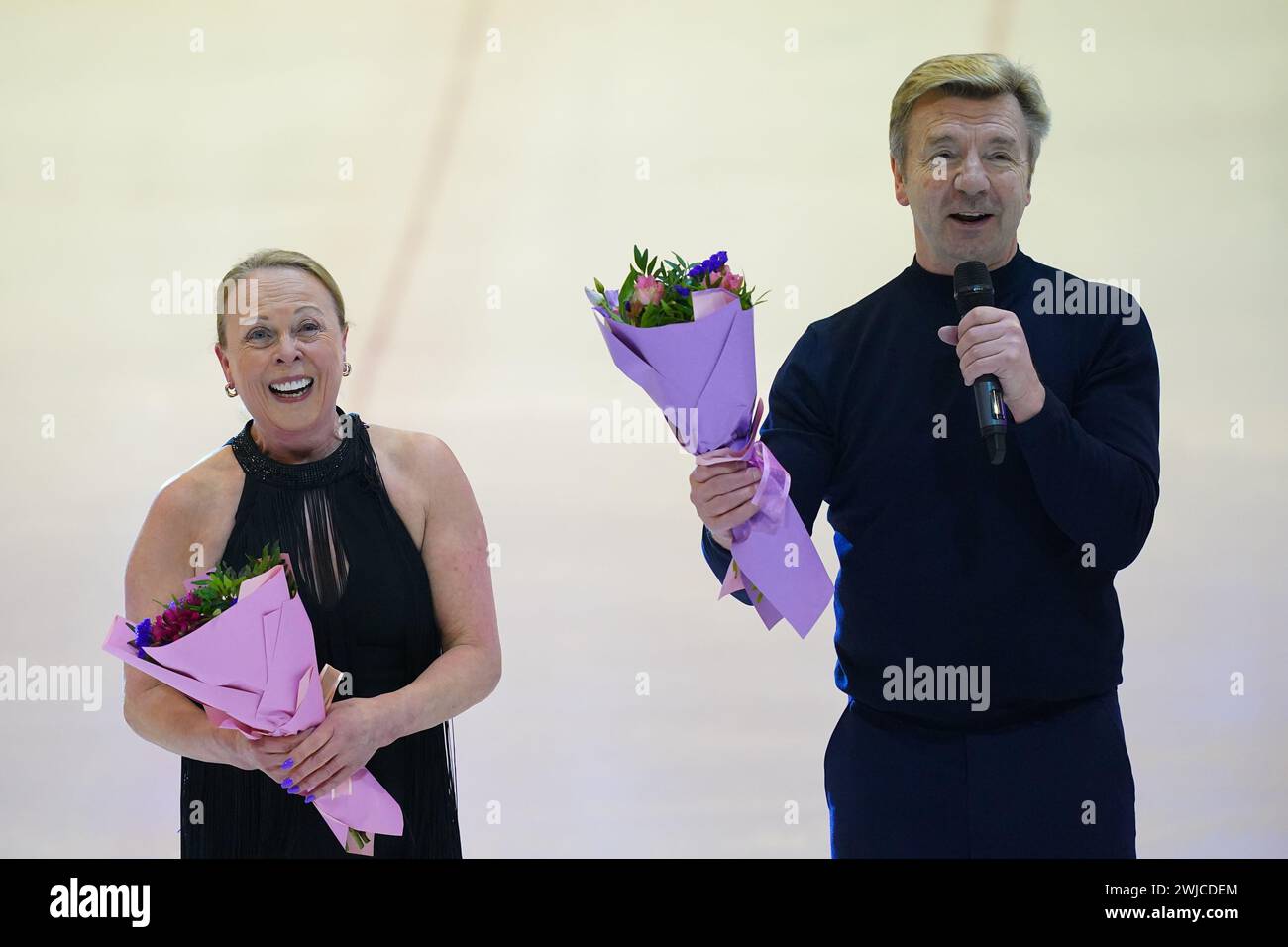 Ice skaters Jayne Torvill and Christopher Dean, after their performance ...